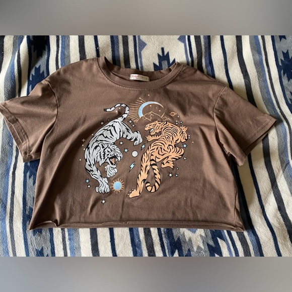 Tops | Tiger Print Crop Tee | Poshmark
